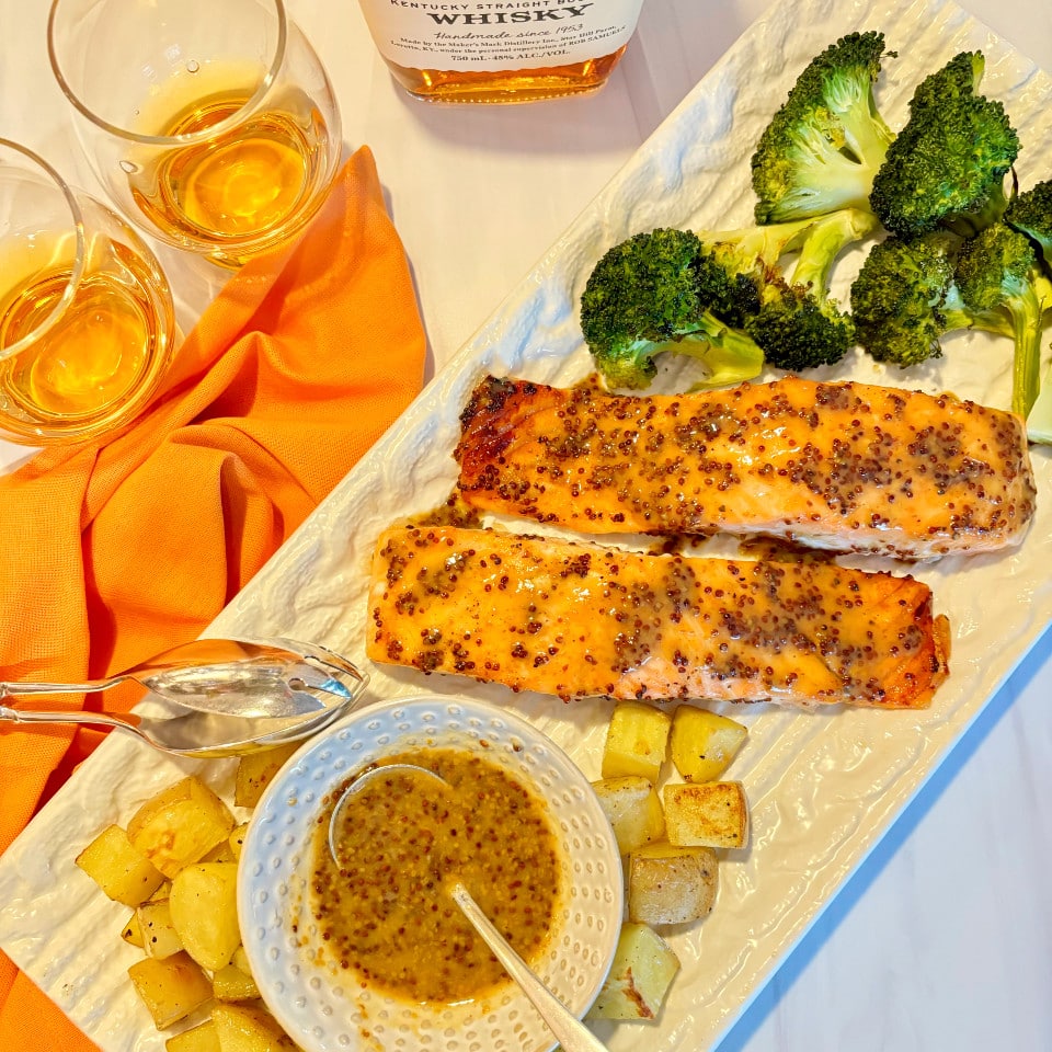 Oven Baked Cedar Plank Salmon with a Bourbon Mustard Sauce