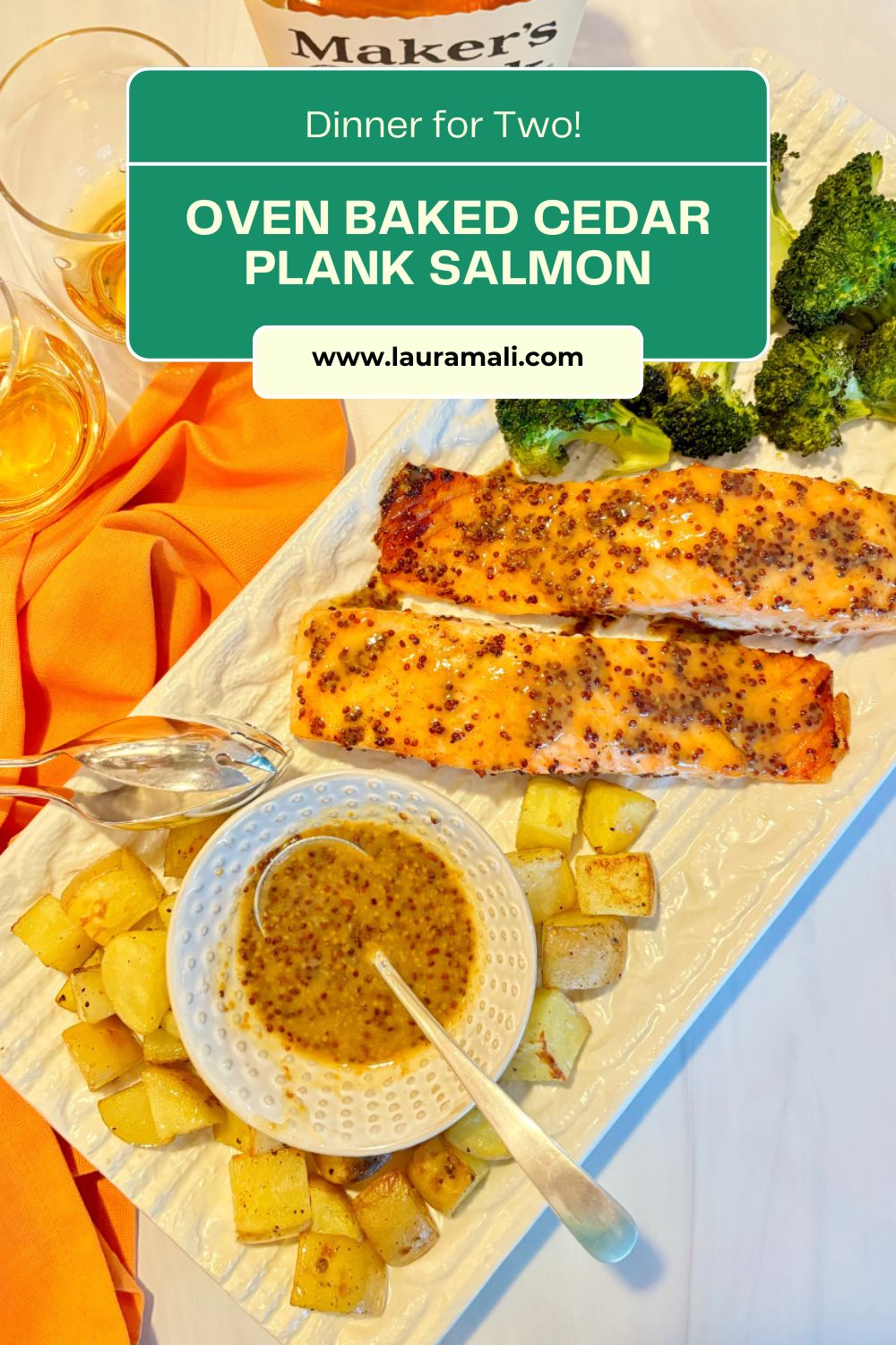 Oven Baked Cedar Plank Salmon with a Bourbon Mustard Sauce