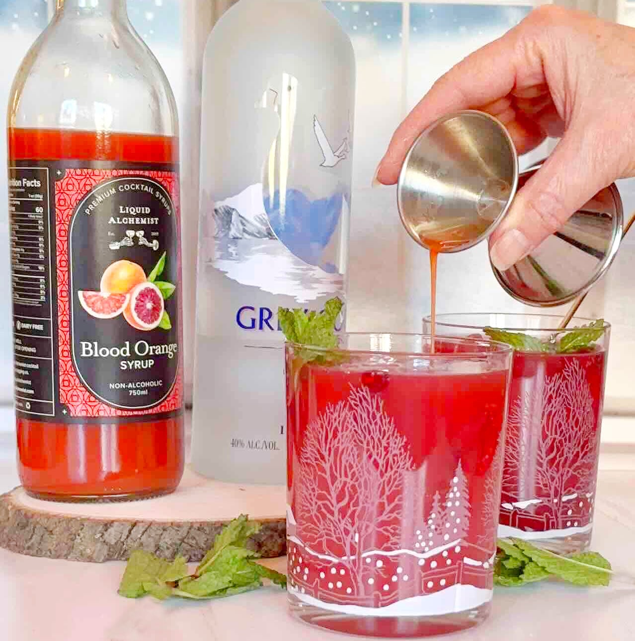 Blood Orange Cocktail with Pomegranate Juice and Mint